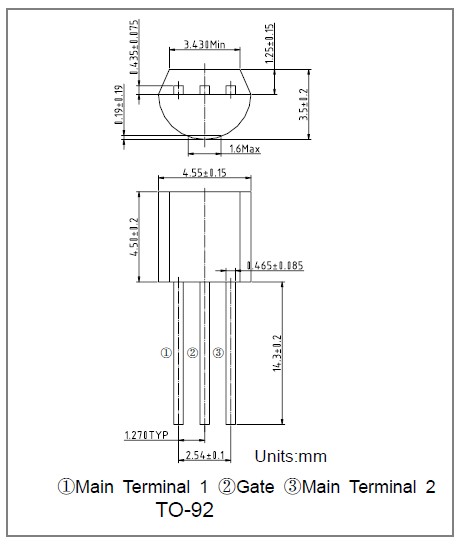 Z0607 triak 600V 0.8A Igt/Ih