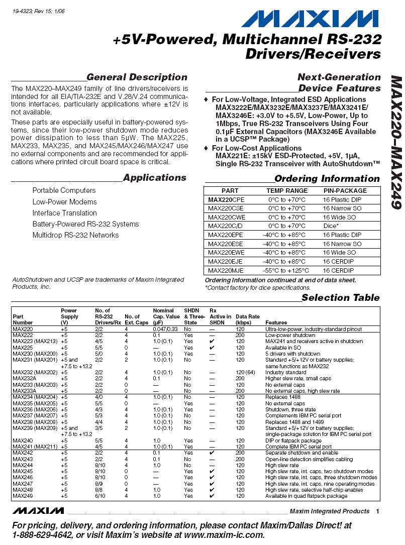 DUAL RS232 TRANSM./RECEIV 16p. MAX232ACPE+