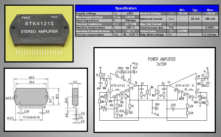 NF+POWER AMPL. ±30.5V 2x>15W STK4121II