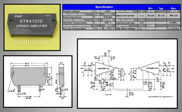 NF+POWER AMPL. ±30.5V 2x>15W STK4122II