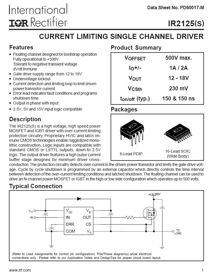 CURRENT LIM.S DRIV.Uoffs 500V 8p. IR2125
