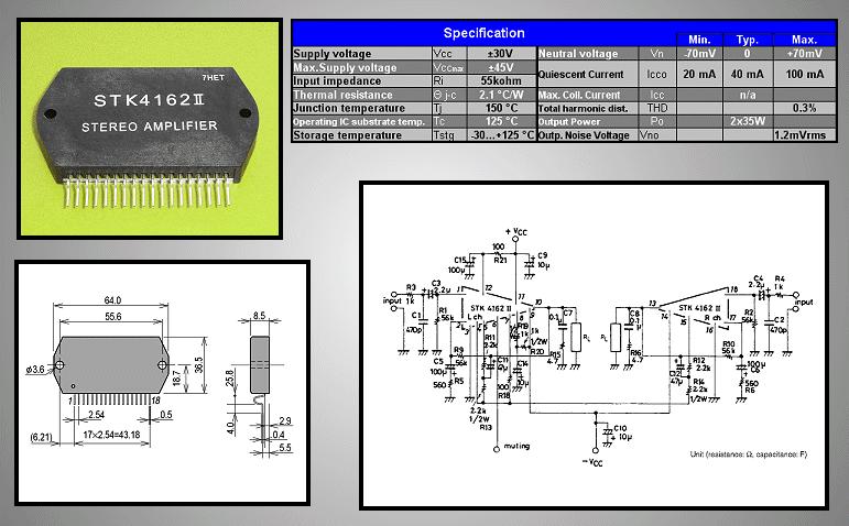 NF+POWER AMPL. ±45V 2x>35W STK4162II