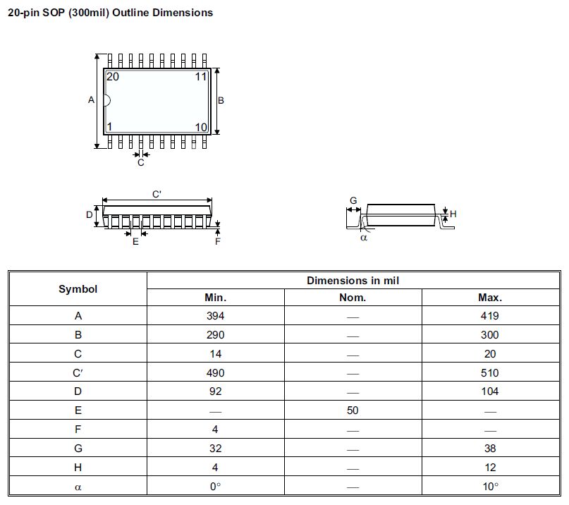 Távirányító encoder (trans) 2.4V..12V 20p.SMD HT12E-20SOP