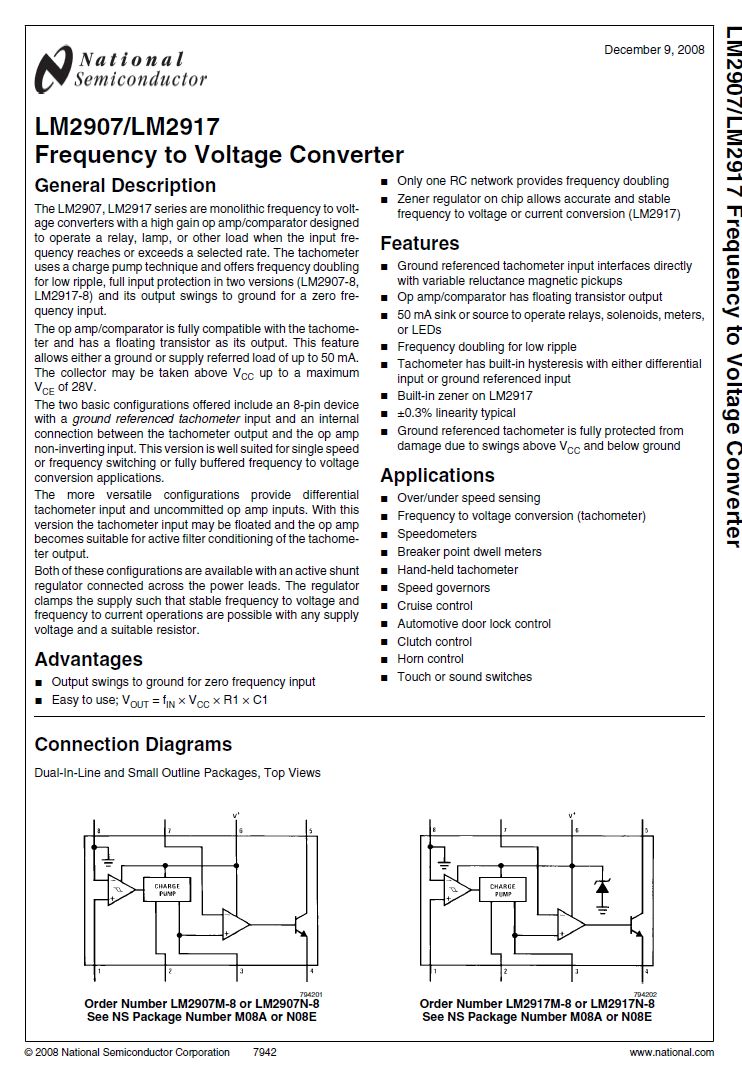 FREQ.TO VOLT.CONVERTER 14p. LM2907N-14P