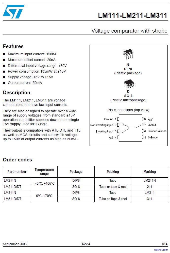 HIGH PERF.VOLT.COMPARATOR 8p.SMD LM211D