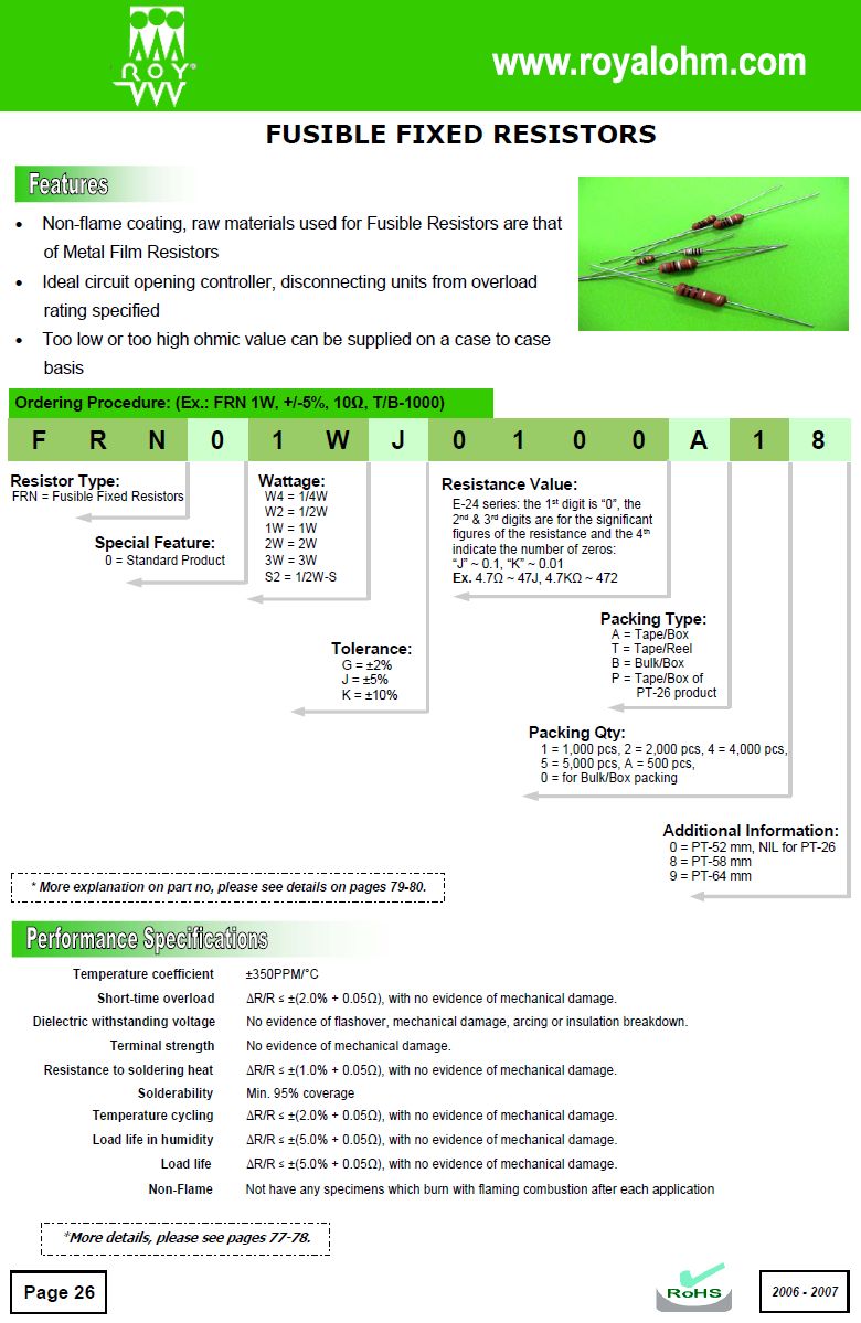 1W Biztosíték ellenállás 100R 10% RES 100R 1WF